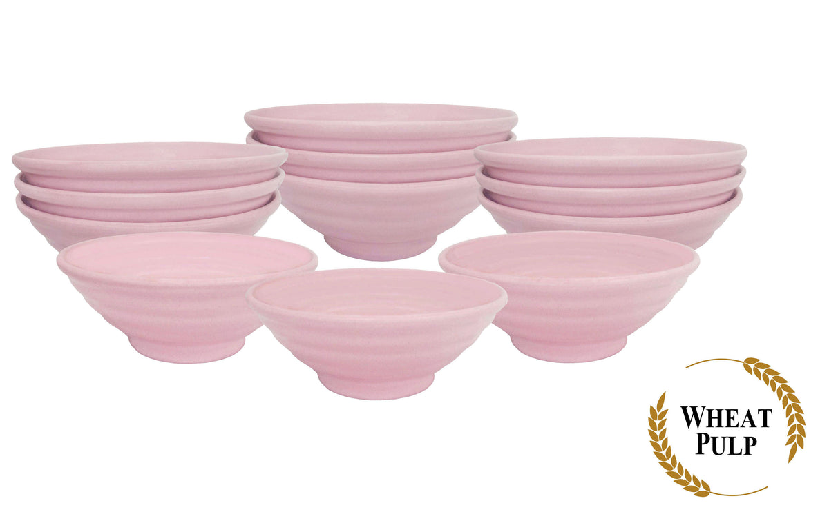 12-piece 6x2.25" Wheat Pulp Spiral Bowl Sets 450ml (Flamingo) – Nippon Ware